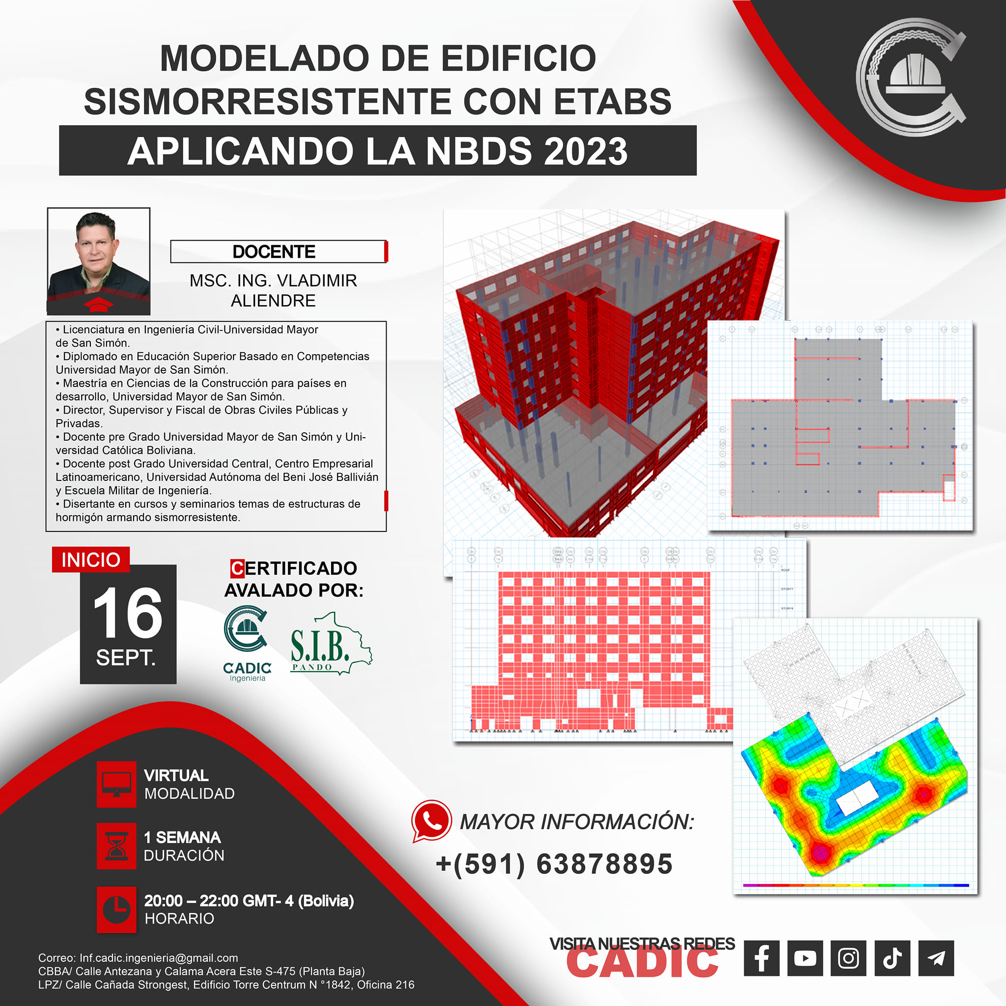MODELADO DE EDIFICIO SISMORRESISTENTE CON ETABS APLICANDO LA NBDS 2023 - Ing. Vladimir Aliendre